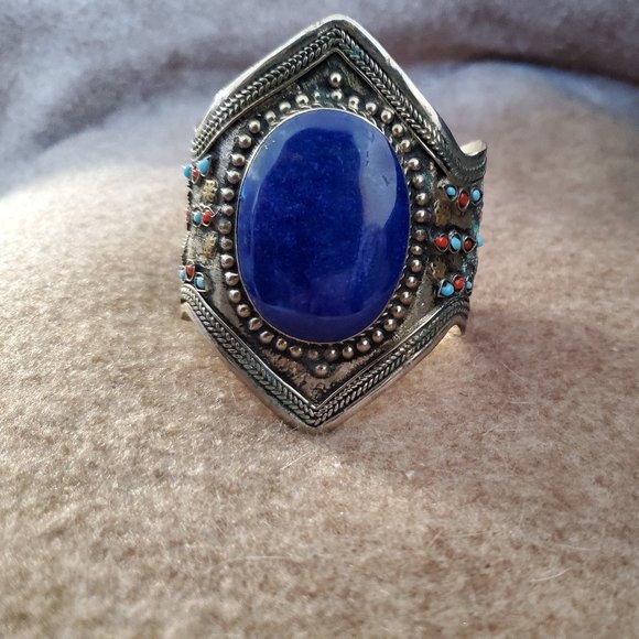 Jewelry | Cuff With Lapiz Lazuli Gemstone With Many Turqoiuse Gemstones ...